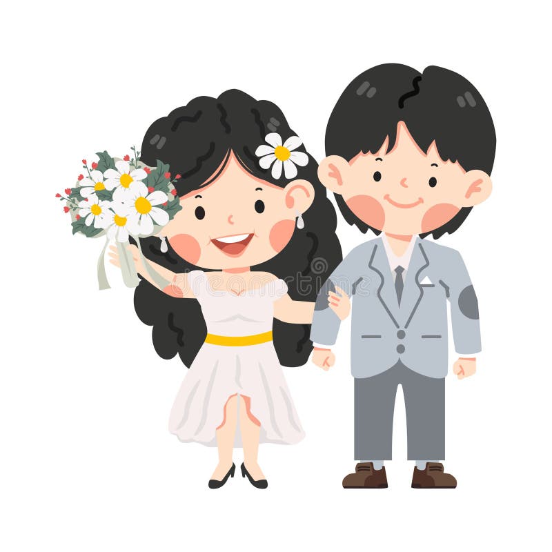 Cute Bride and Groom Embrace Stock Vector - Illustration of bride ...