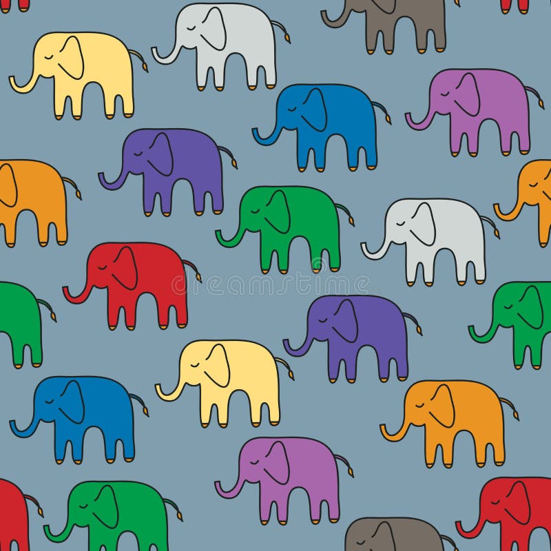 Cute Bright Elephants. Seamless Multicolored Pattern Stock Vector ...