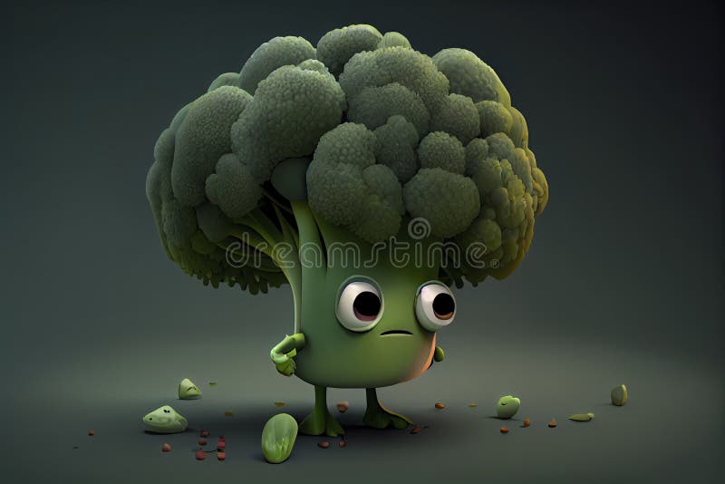 Cute Broccoli character stock illustration. Illustration of emoticon ...