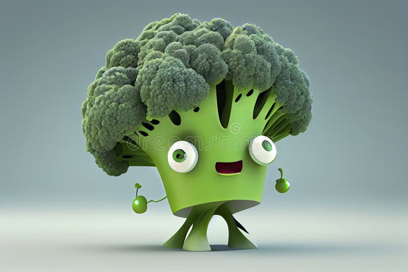 Cute Broccoli character stock illustration. Illustration of smiley ...