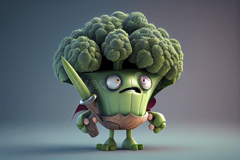 Cute Broccoli character stock illustration. Illustration of face ...