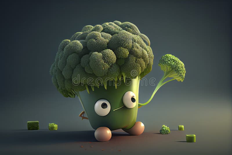 Cute Broccoli character stock illustration. Illustration of cabbage ...