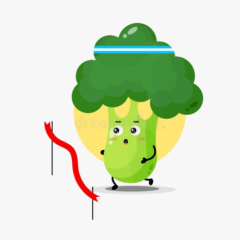 Cute Broccoli Character Running Competition Stock Vector - Illustration ...
