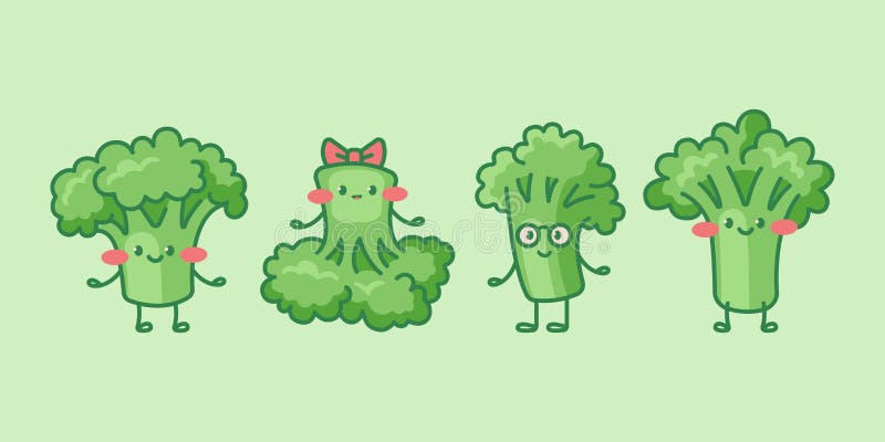 Cute Broccoli Characters. Cartoon Vector Isolated Illustration Stock ...