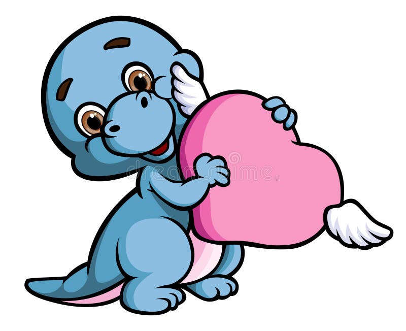 The Cute Brontosaurus is Hugging a Love with the Wings Stock Vector ...