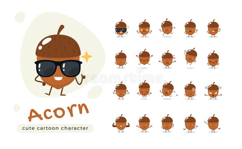 Scared Acorn Cartoon Character Stock Illustration - Illustration of ...
