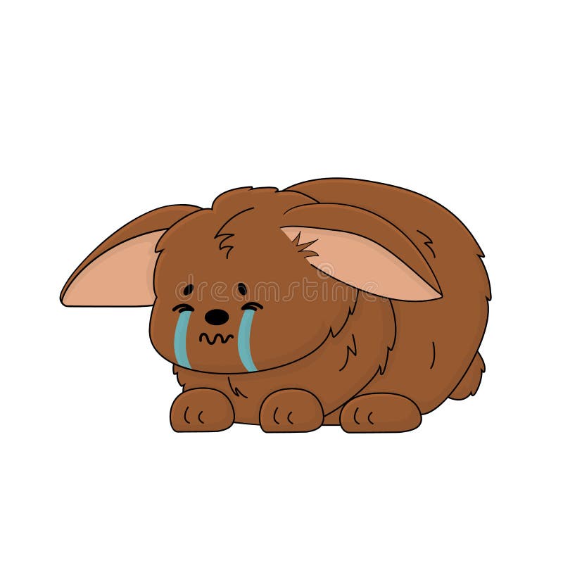 Cute Brown Bunny is Crying, Rabbit is Unhappy, is in Depression. the ...