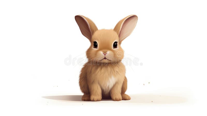 Cute Brown Bunny Sitting on White Background Stock Illustration ...