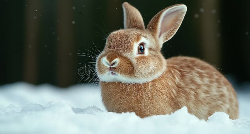 Cute Brown Bunny in the Snow Stock Illustration - Illustration of ...