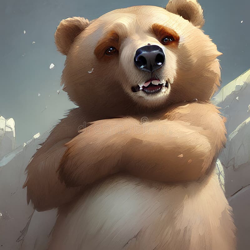 Cute, Brown Cartoon Bear. Generative Ai Stock Illustration ...