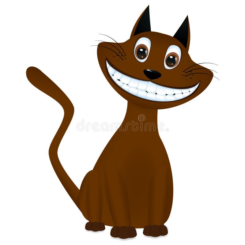 Cute Brown Cartoon Cat Smiling Stock Vector - Illustration of drawing ...