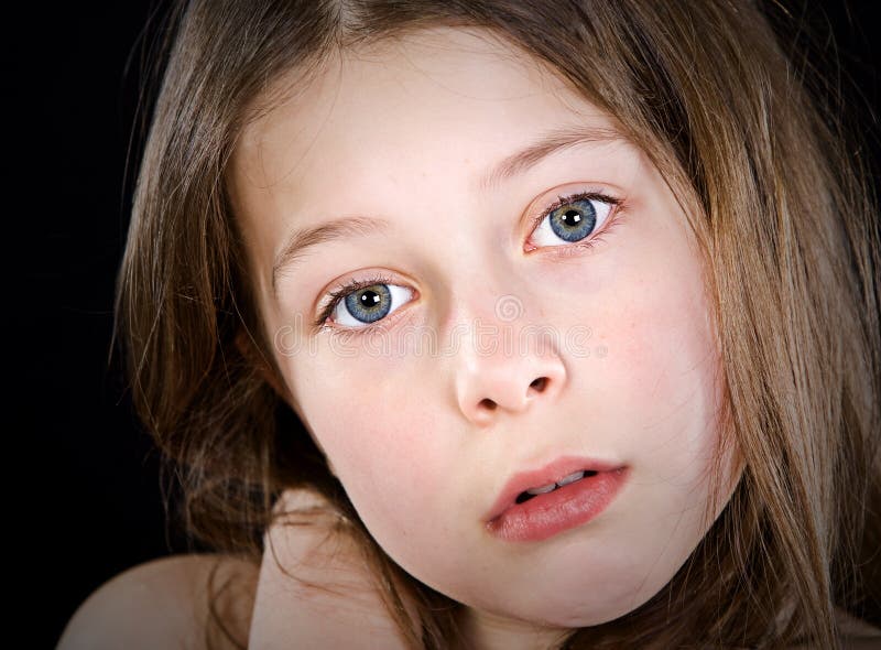 Cute Brown Haired Child Looking into the Camera Stock Image - Image of ...