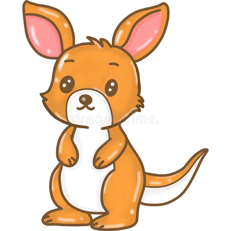 Cute Brown Kangaroo Hand Drawing Stock Illustration - Illustration of ...