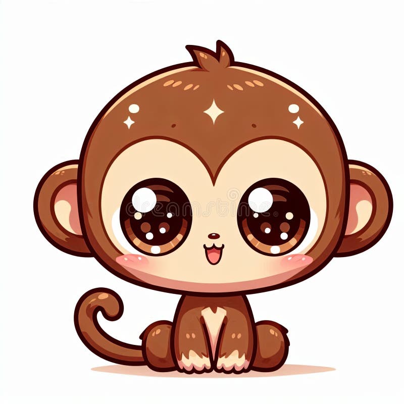 Cute Brown Monkey Charm stock illustration. Illustration of young ...
