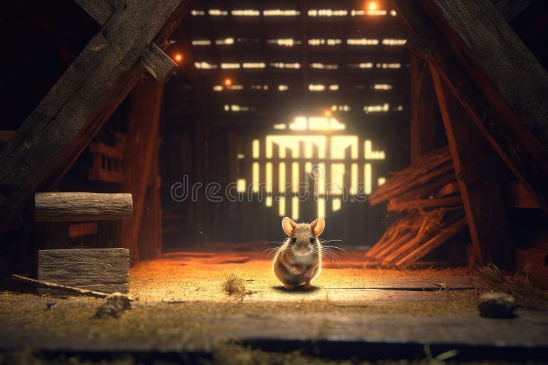 Cute Brown Mouse is Wandering Around a Farm Hangar. Generative AI Stock ...