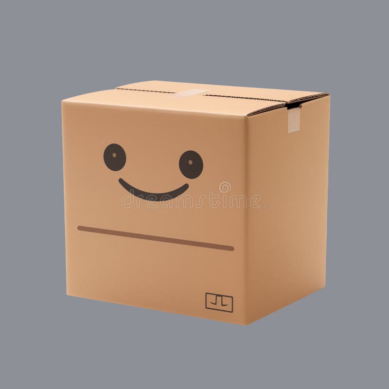 Cute Brown Parcel Box on a Gray Background Stock Illustration ...