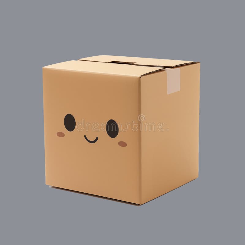 Cute Brown Parcel Box on a Gray Background Stock Illustration ...