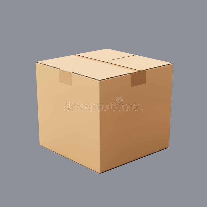 Cute Brown Parcel Box on a Gray Background Stock Illustration ...
