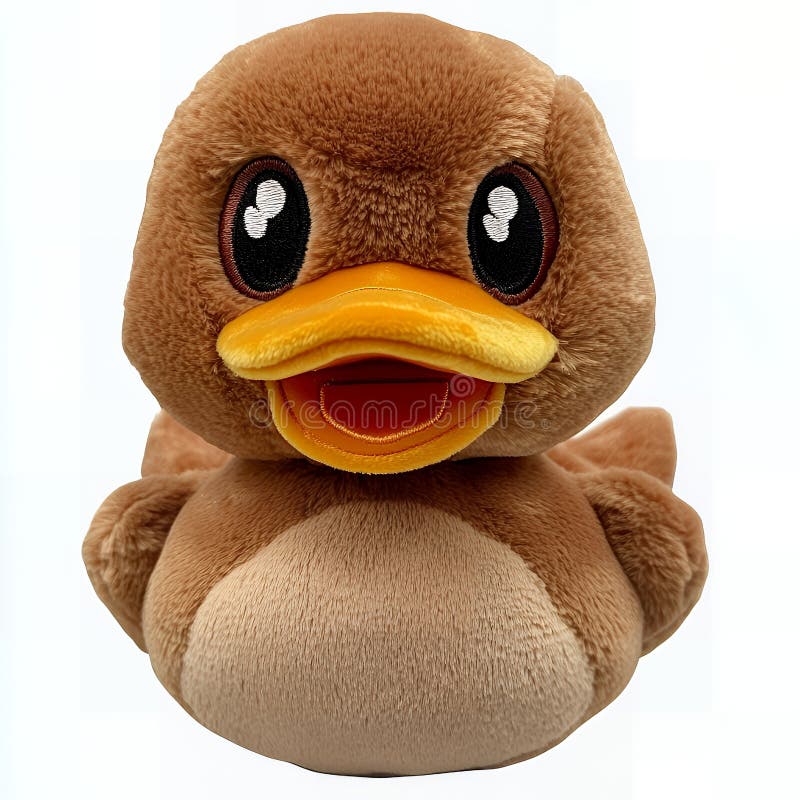 Cute Brown Plush Duck Toy with Big Eyes Stock Illustration ...