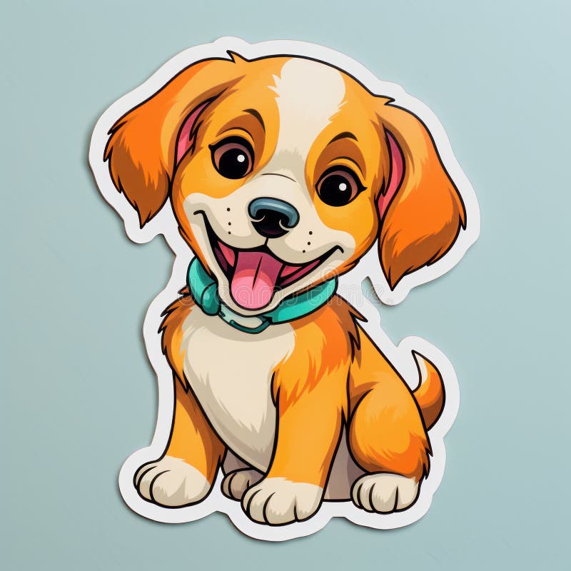 Cute brown puppy sticker stock image. Image of endearing - 321071541
