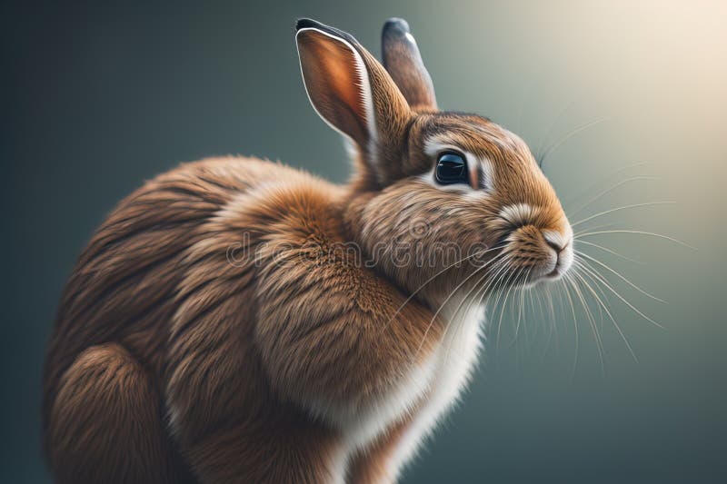 A Cute Brown Rabbit on a Dark Background. Generative Ai Stock ...