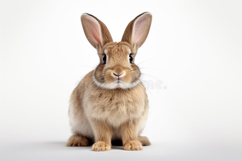 Cute Brown Rabbit Isolated on White Background. Easter Bunny Portrait ...