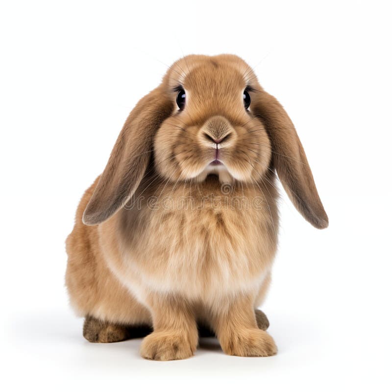 Cute Brown Rabbit Sitting on a White Surface with Long Ears and a ...