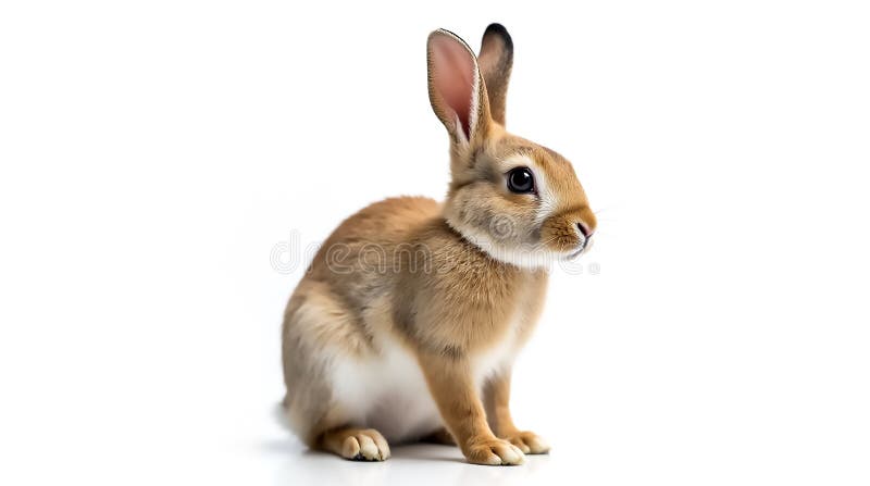 Cute Brown Rabbit Sitting on a White Surface Looking Inquisitively To ...