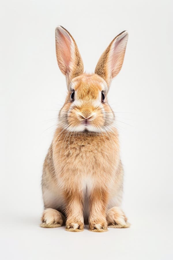 A Cute Brown Rabbit Sitting on a White Surface, Suitable for Various ...