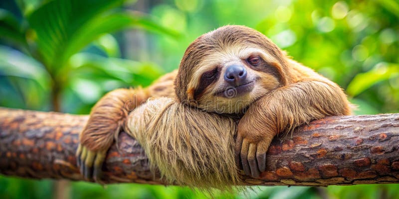 Sloth Sleeping in Tree Branches Stock Image - Image of tree, branches ...