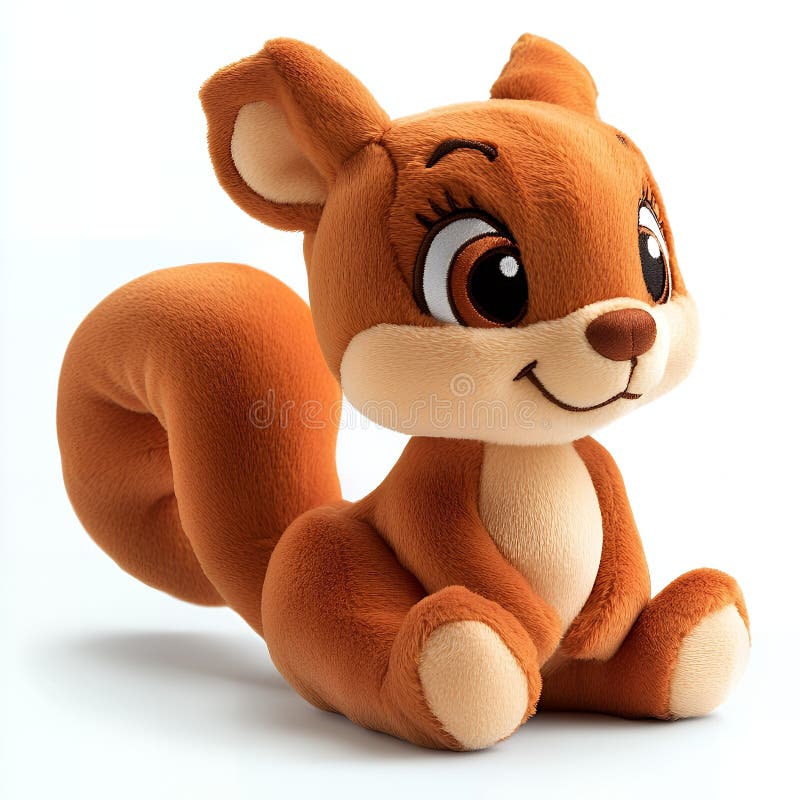 Cute Brown Squirrel Plush Toy with Big Eyes Stock Illustration ...