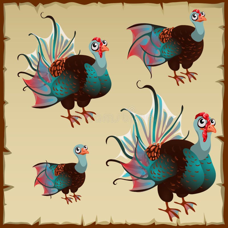 Cute Brown Turkey with Big Blue Tail Stock Vector - Illustration of ...