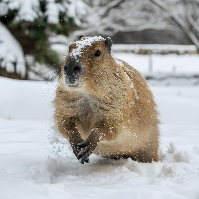 Winter Capybara stock illustration. Illustration of webbed - 320235355