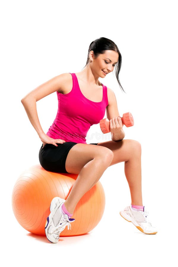 Cute Brunette during Fitness Exercise Stock Photo - Image of active ...