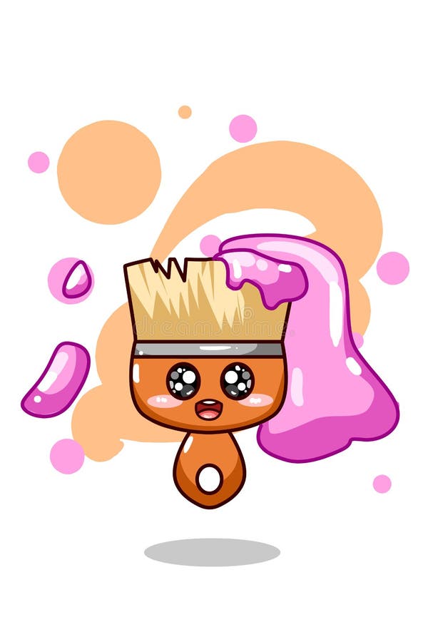 A Cute Brush with Pink Paint Vector Illustration Stock Vector ...