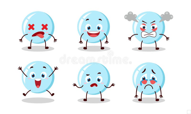 Cute Bubble Cartoon with Many Expressions Vector Illustration Stock ...