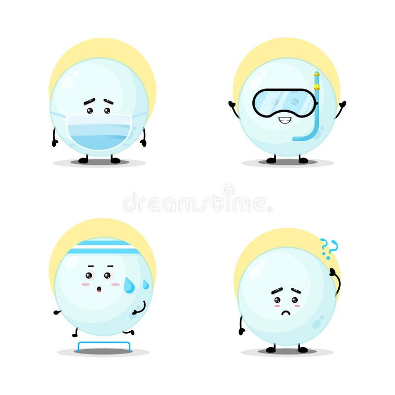 Cute Bubble Character Set Collection Stock Vector - Illustration of ...