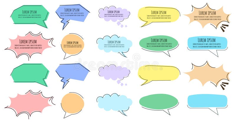 Cute Bubble Chat Hand Drawn Doodle for Quotation Box Text Saying and ...