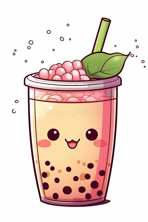 Cute Bubble Milk Ice Tea in Plastic Containers Stock Illustration ...