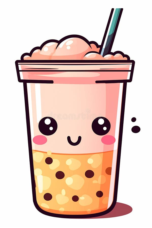 Cute Bubble Milk Ice Tea in Plastic Containers Stock Illustration ...