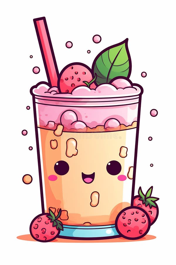 Cute Bubble Milk Ice Tea in Plastic Containers Stock Image - Image of ...