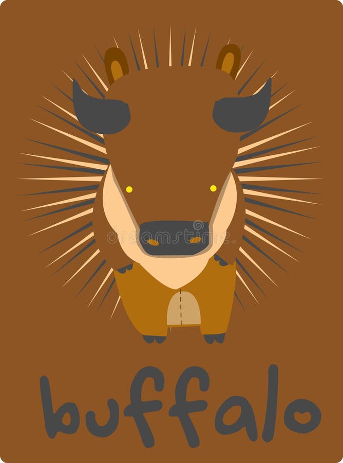 Cute buffalo birthday card stock illustration. Illustration of face ...