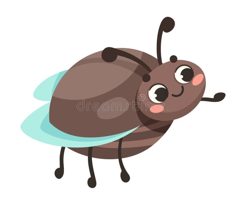 Cute Bug or Beetle with Smiling Face Vector Illustration Stock Vector ...