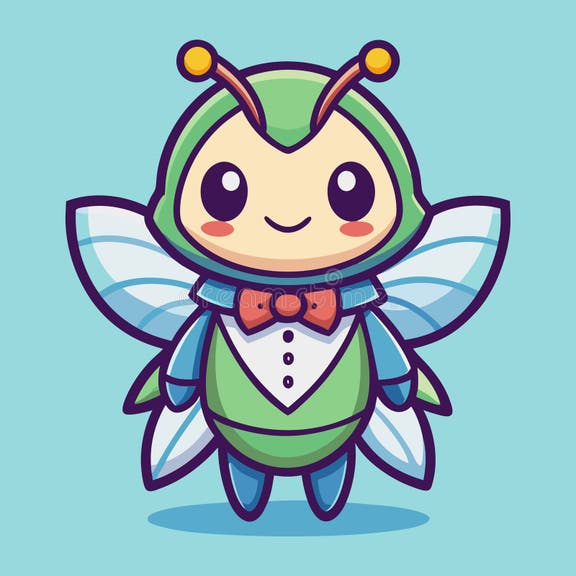 Cute Bug Character with Wings, Dressed in a Green and Blue Suit Stock ...