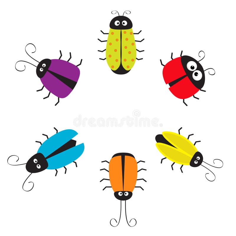 Cute Bug Circle Round Frame. Funny Cartoon Character Stock Vector ...