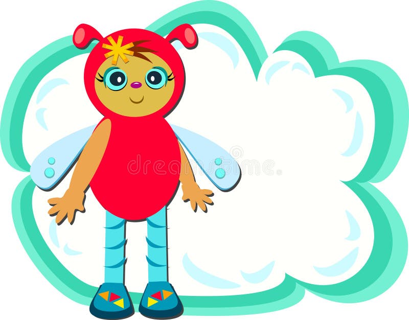 Cute Bug Girl stock illustration. Illustration of sweet - 24936356