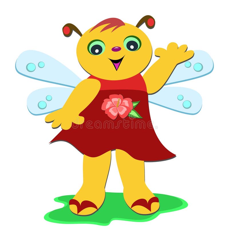 Cute Bug says Hi stock vector. Illustration of leaf, wave - 19933029