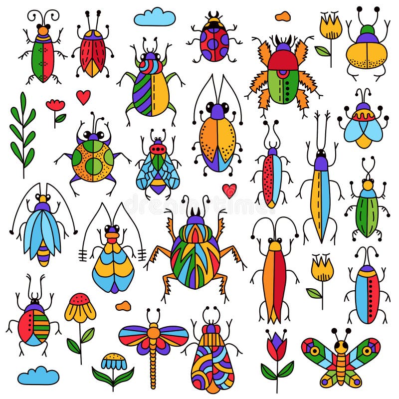 Cute bugs collection 2 stock vector. Illustration of bugs - 25269057