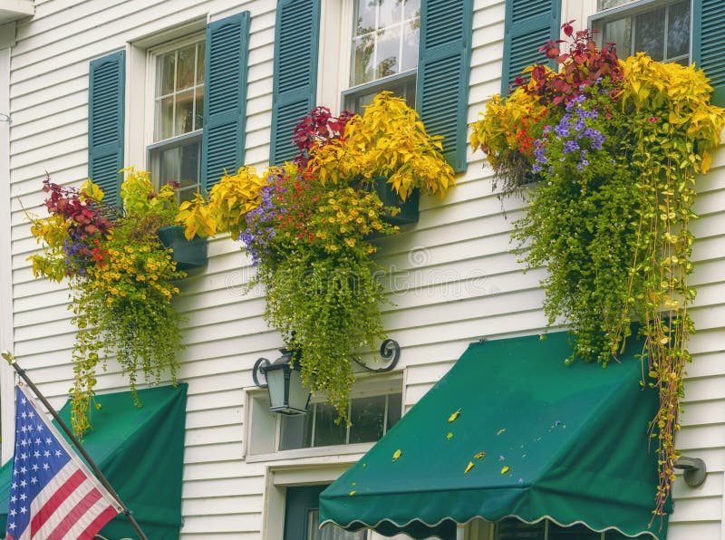 Cute Building Facade with Boxes of Various Bright Colors. Stock Image ...