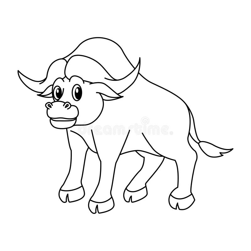 Cute Bull Cartoon Coloring Page Illustration Vector. for Kids Coloring ...